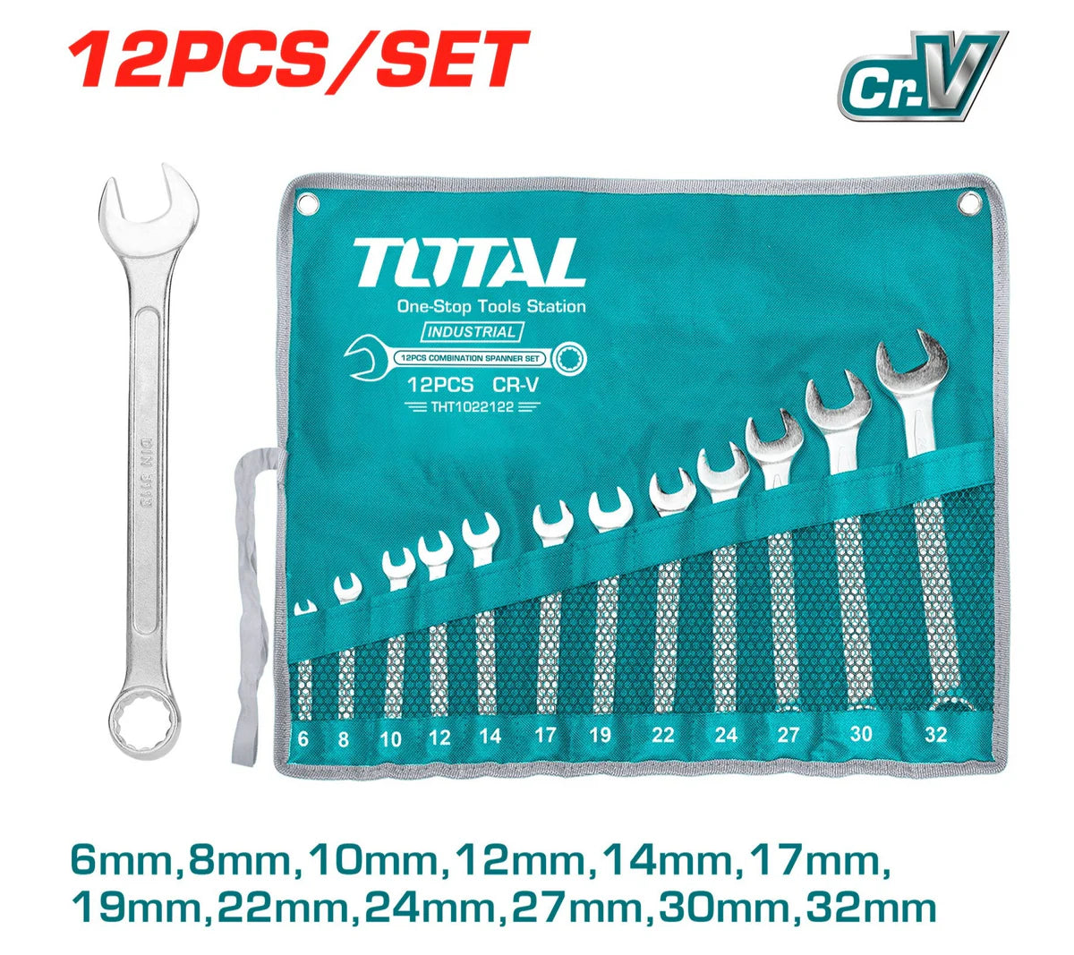 TOTAL THT1022122 12 Pcs Combination Spanner Set (6-32mm) Heavy-Duty Cr ...