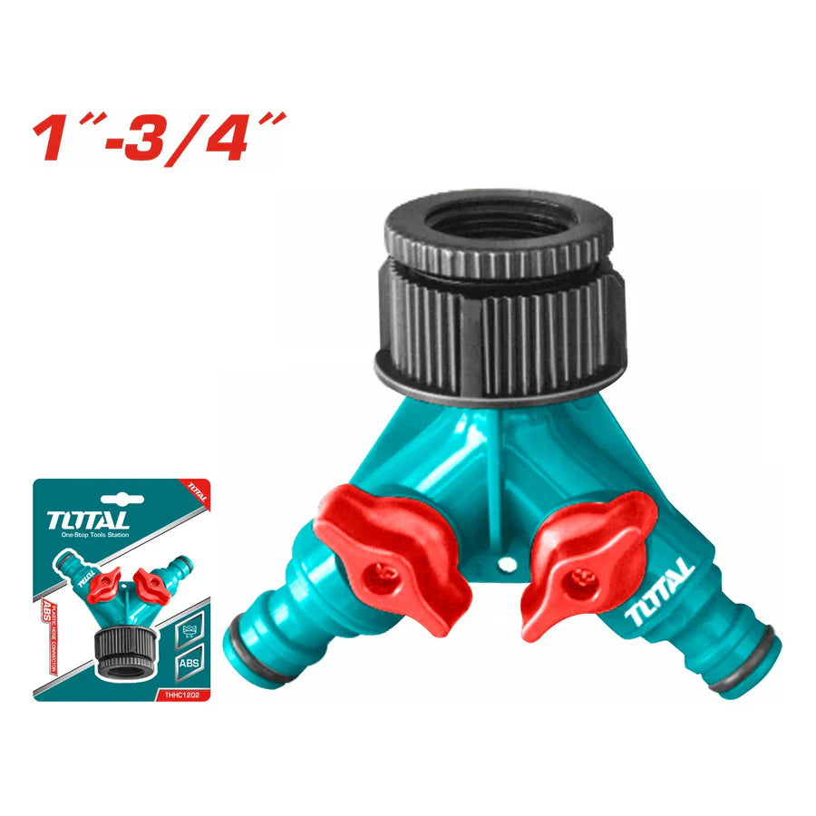 Total THHC1202 1" 2-Way Plastic Hose Connector with Shut-Off Valves ...