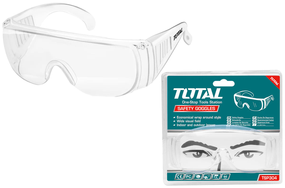 Total TSP304 Safety Goggles - ANSI Z87.1 & CE EN166, Over-The-Glasses ...