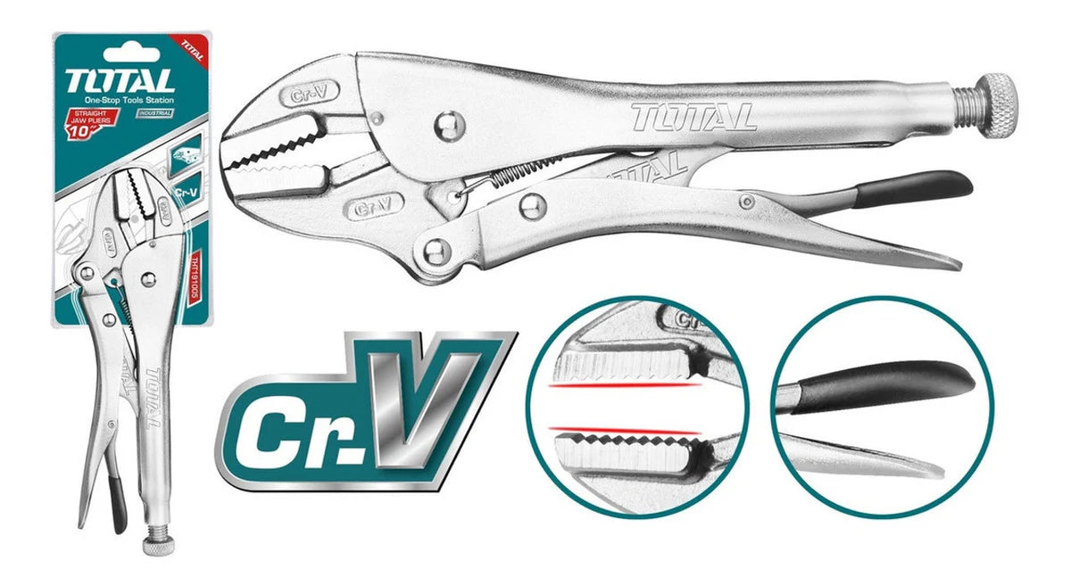 TOTAL THT191005 - 10" Straight Jaw Locking Plier, 50mm Max Opening, Cr ...